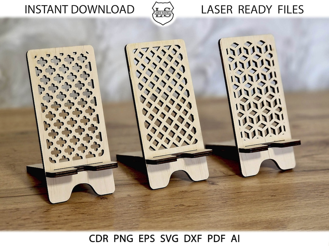 Laser Cut Phone Stand SVG File, Wood & Acrylic Holder (digital Download ...