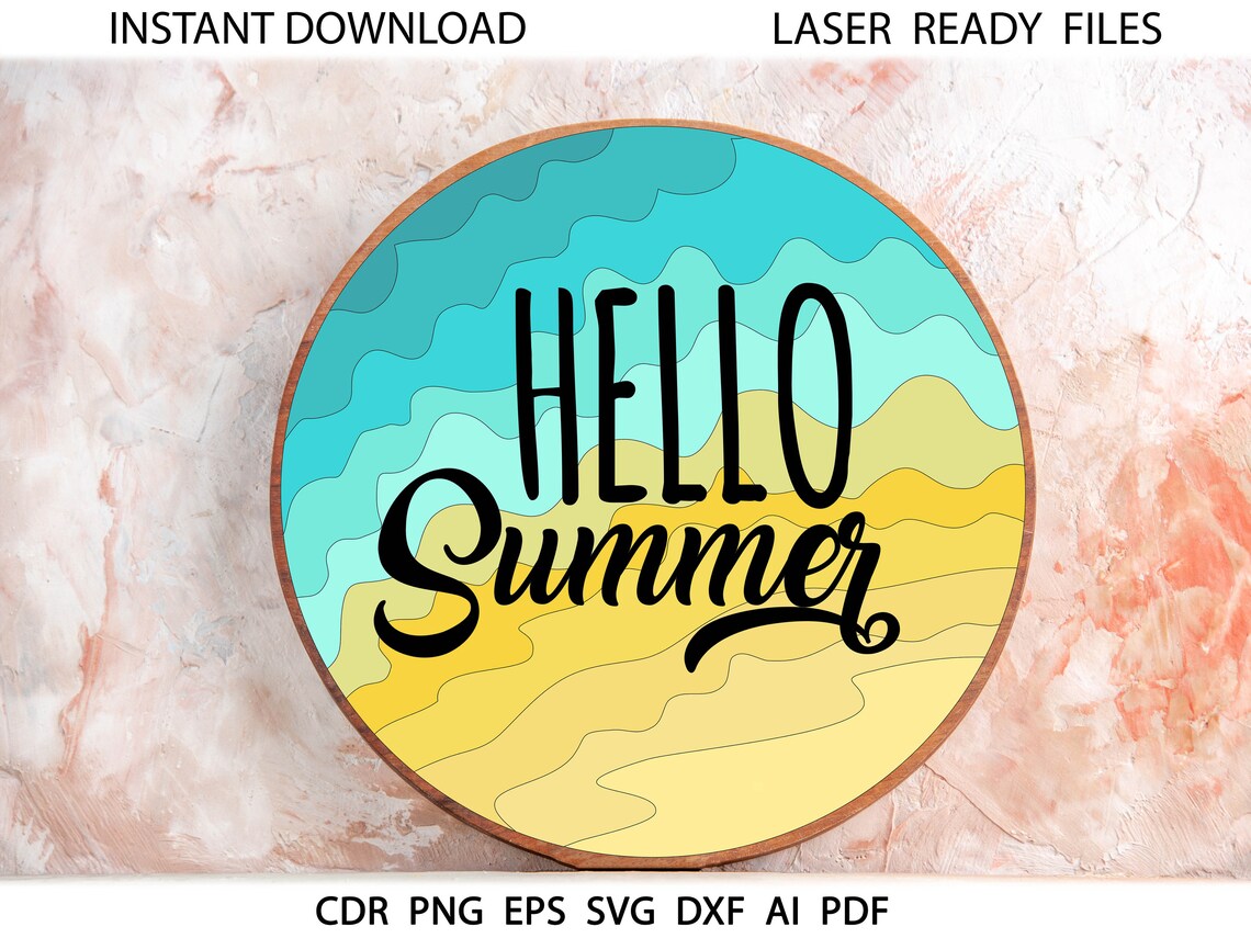 Hello Summer Popsicle Round Sign Summer Door Decor SVG Ice - Etsy