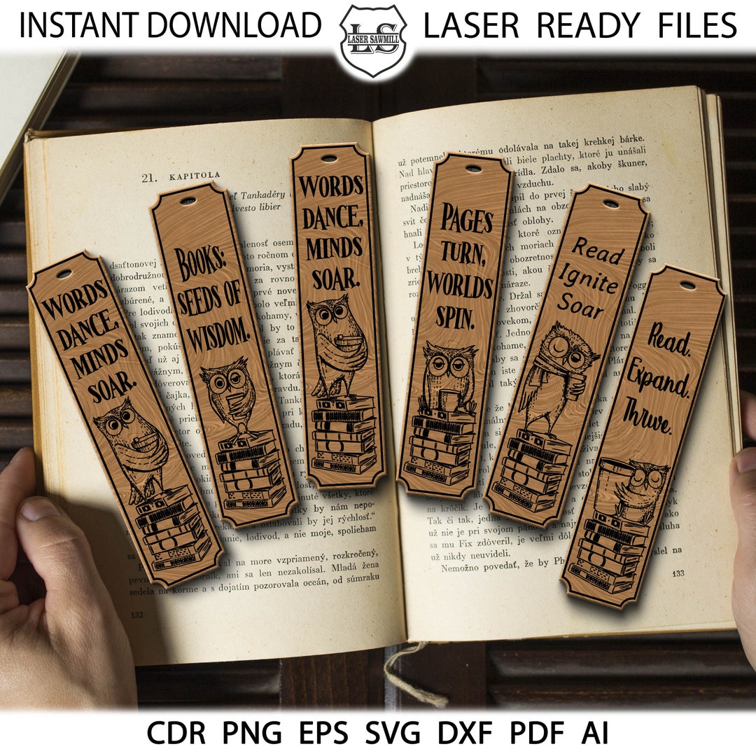 13 Glowforge Bookmarks, Owl Bookmark SVG Files Template for Laser Cut ...