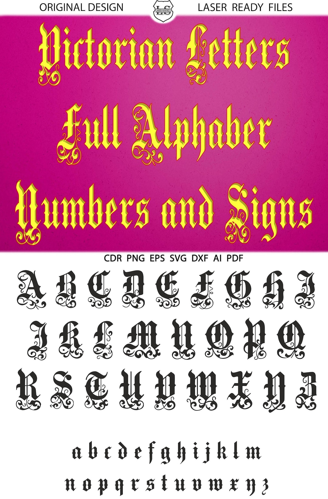 Digital Victorian Alphabet Victorian Numbers Victorian Letters SVG ...
