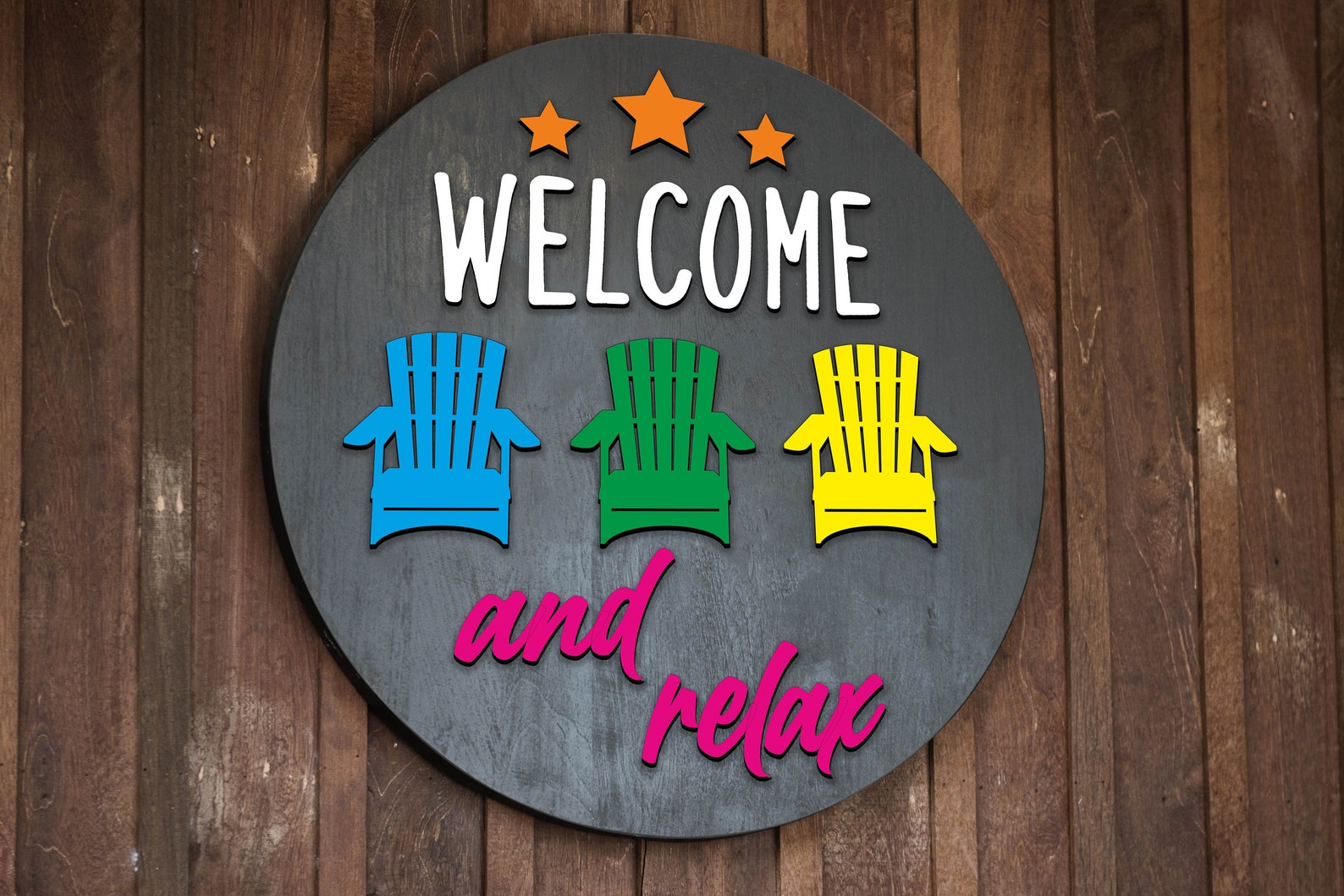 Round Beach Sign SVG Welcome Chair Sign SVG Glowforge Cut | Etsy