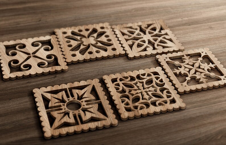 24 Square Coaster Dfx Svg Cdr Eps Coasters for Hot Laser - Etsy