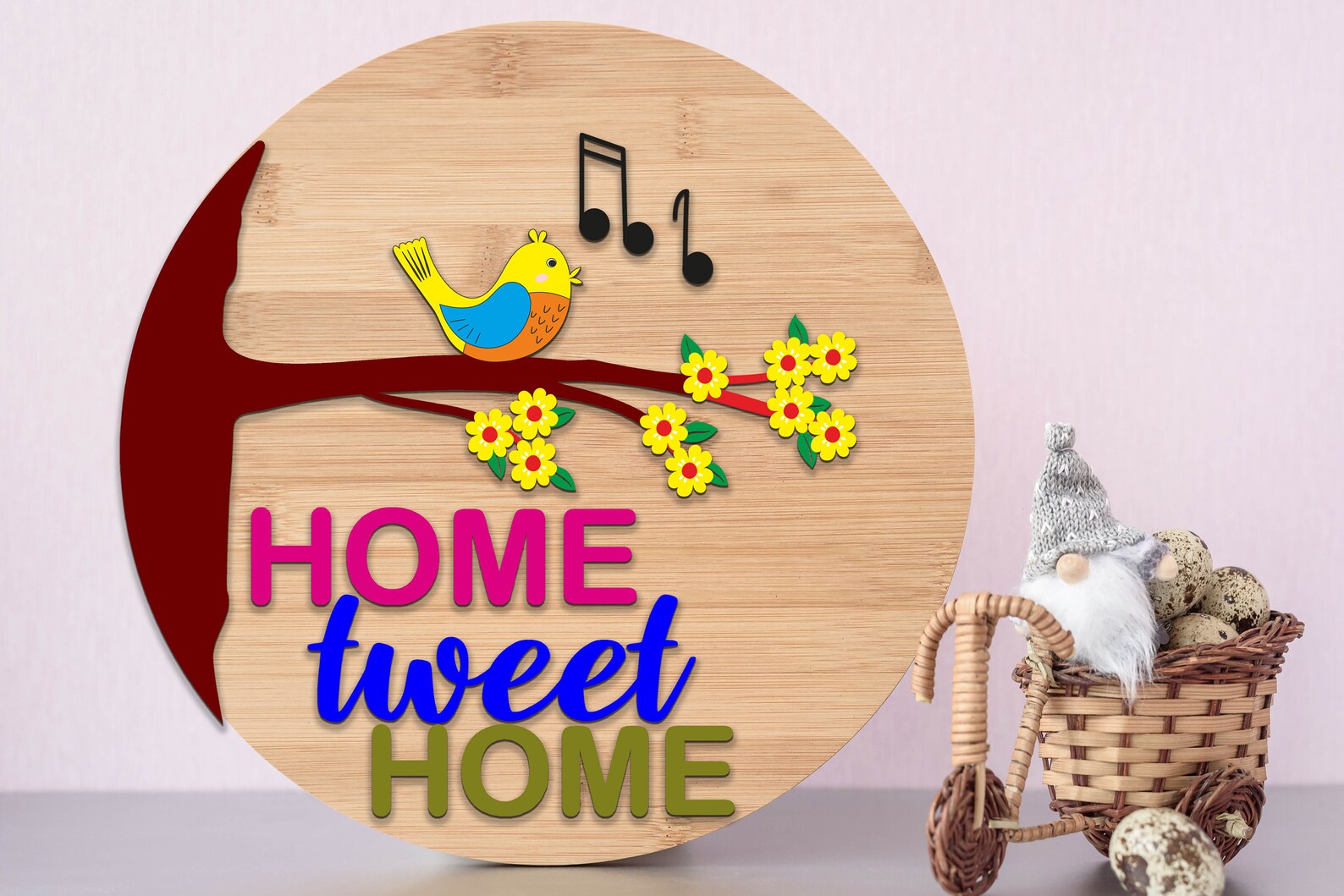 Home Tweet Sign SVG Home Door Hanger SVG, Bird Welcome Sign, Bird Round ...