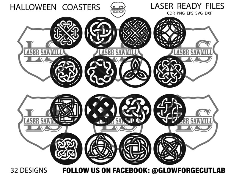 64 Celtic Coasters SVG, SVG Celtic Knot, Home Decor SVG, Coaster Grill ...