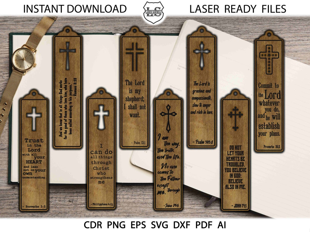 Religious & Easter Bookmark SVG Bundle: Scored Files for Laser Cutting ...