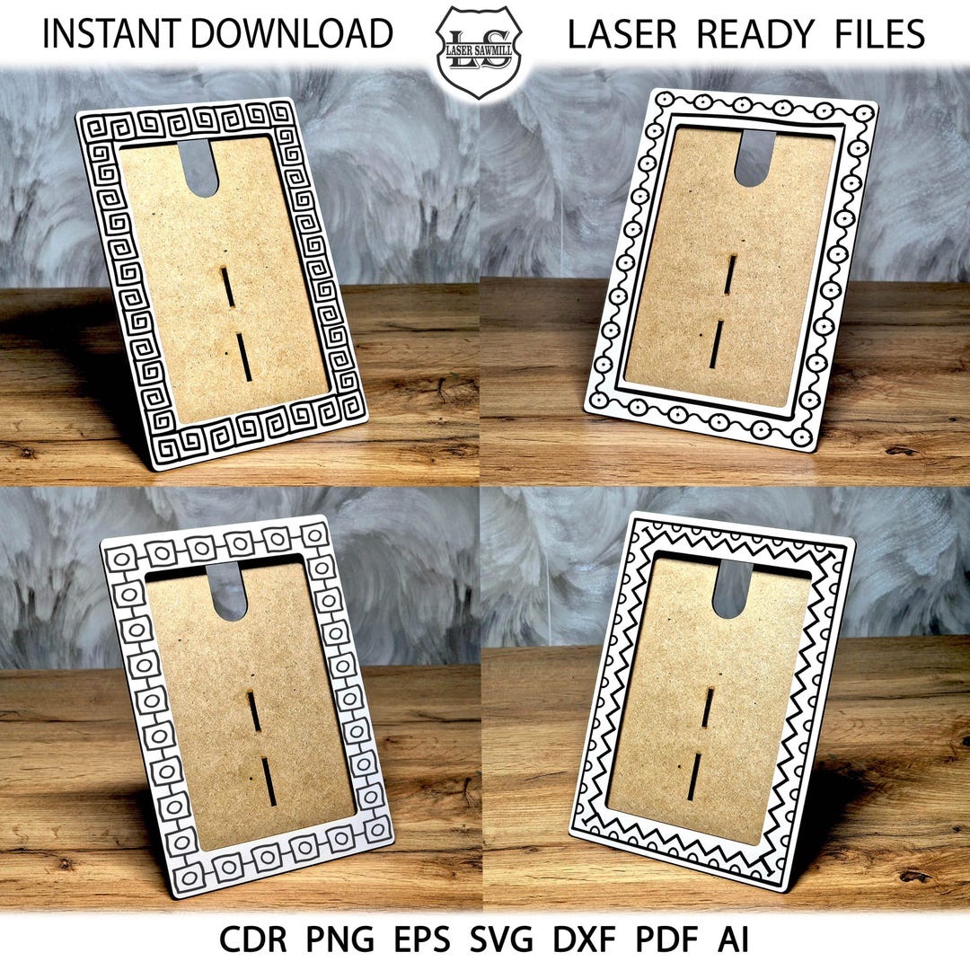 4 Laser Cut Photo Frames, Glowforge Photo Frames, SVG Frames 4x6 ...