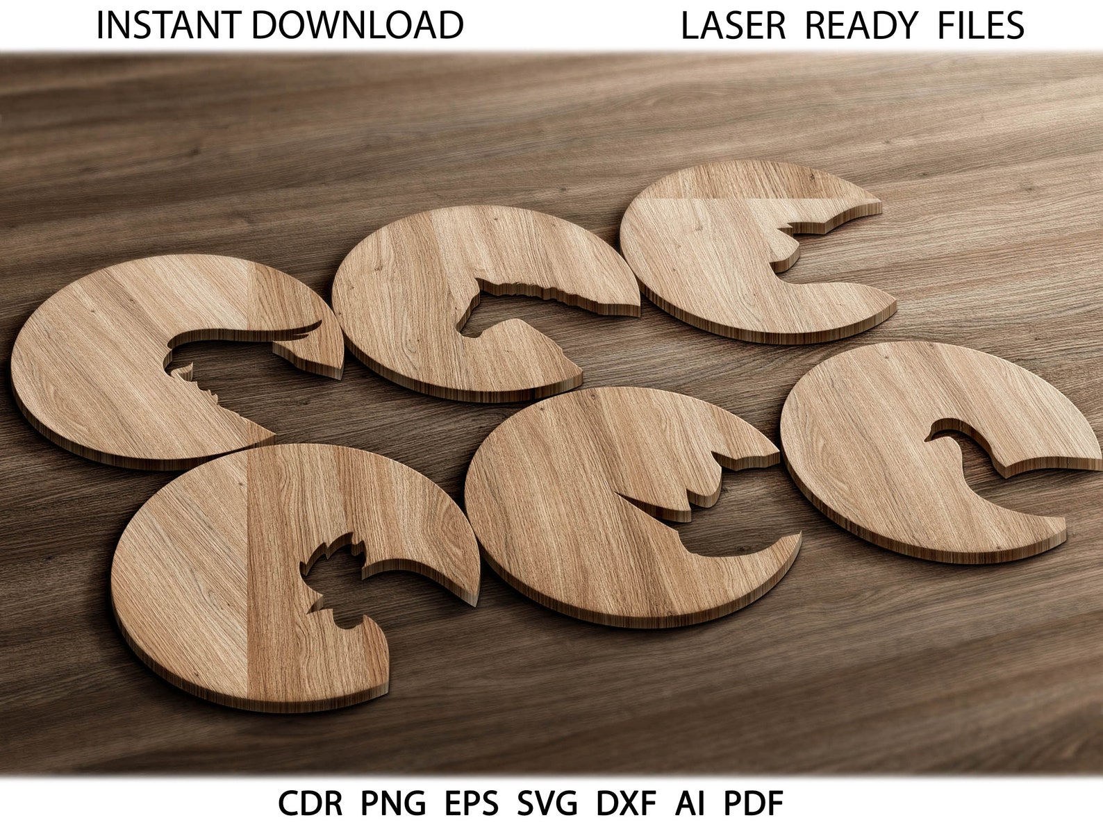 30 Round Coaster Animals, Grill, Trivet, Templates Vector Digital DXF ...