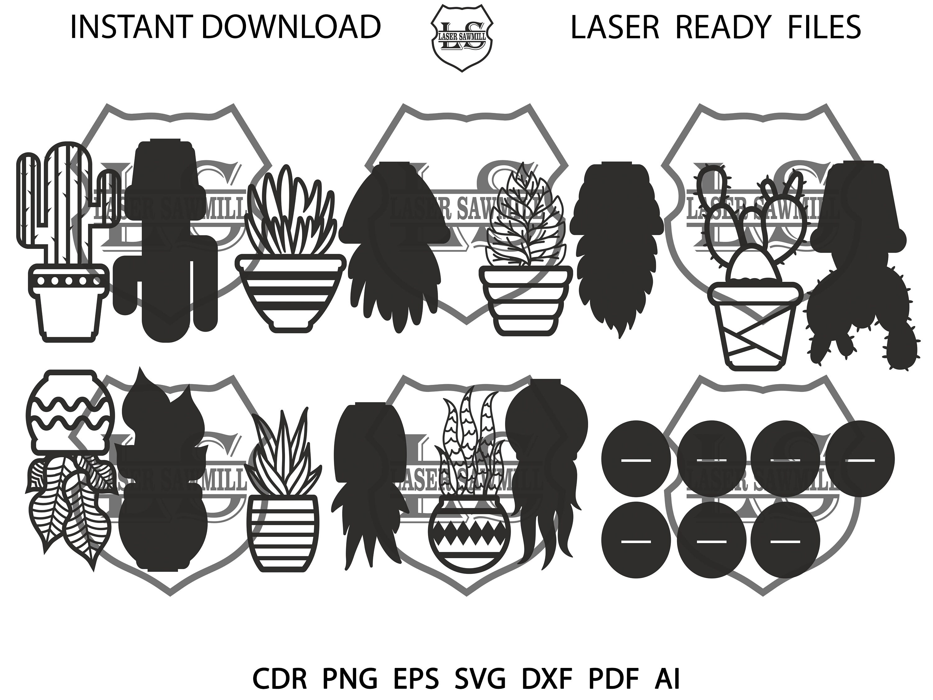 Succulents SVG Laser Cut Files. Cacti Glowforge Cut Files - Etsy Australia