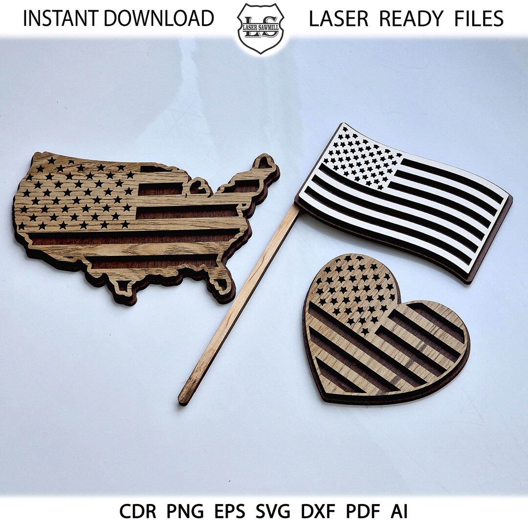 America Flag SVG File, American Flag Cut Files, 4th of July Glowforge ...