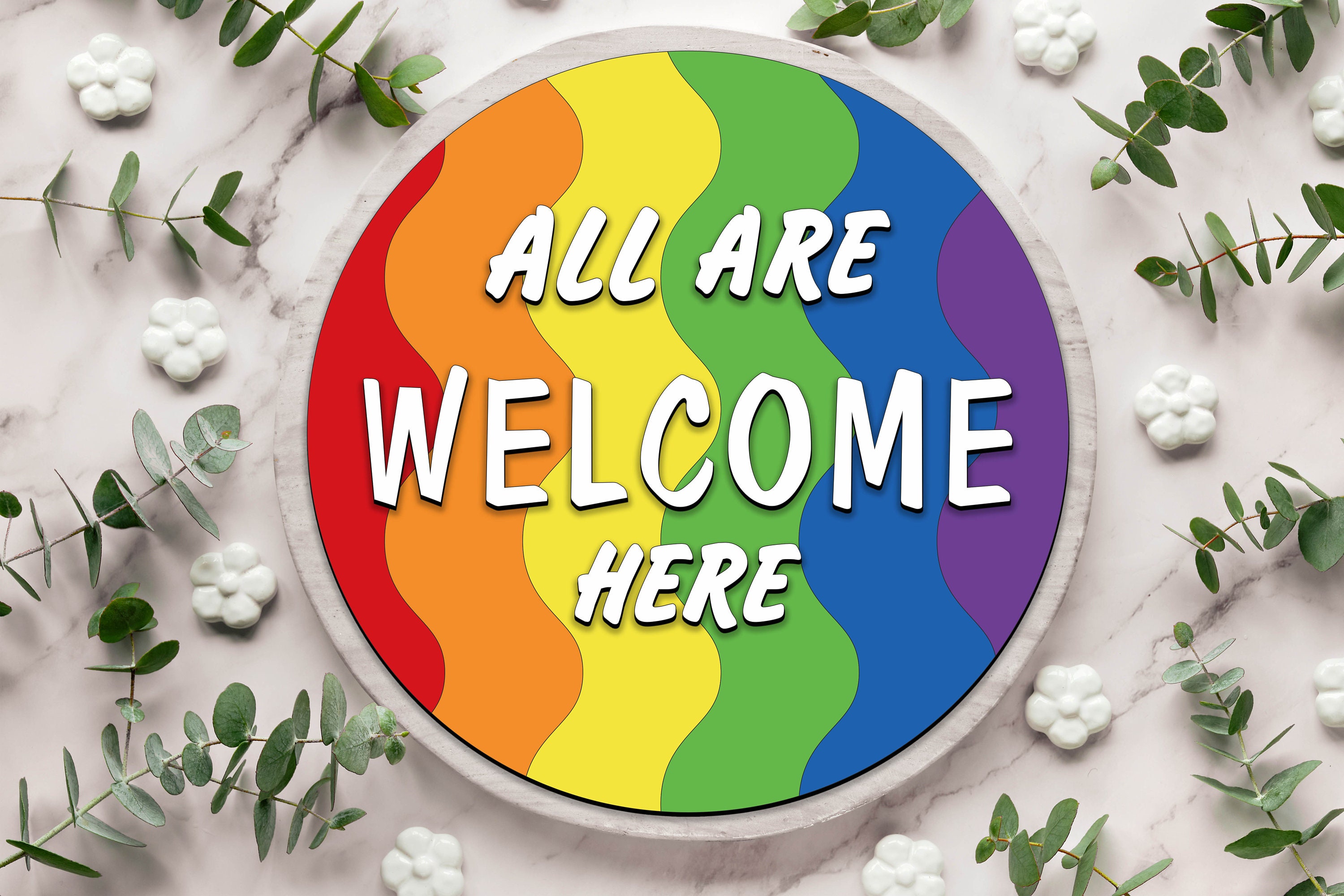 Pride Welcome Sign Round Wood Sign SVG Pride Sign SVG - Etsy