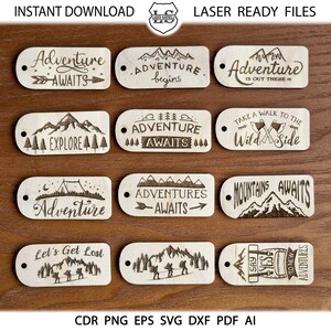 Glowforge SVG Keychains, Laser Cut Keychains Files, Adwenture Keychains ...