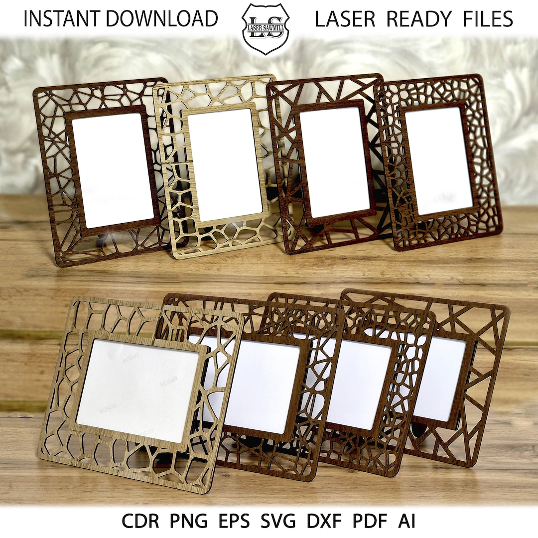 Photo Frames Cut Files, Set of 4 Photo Frames, Indoor Decor, Laser Cut ...