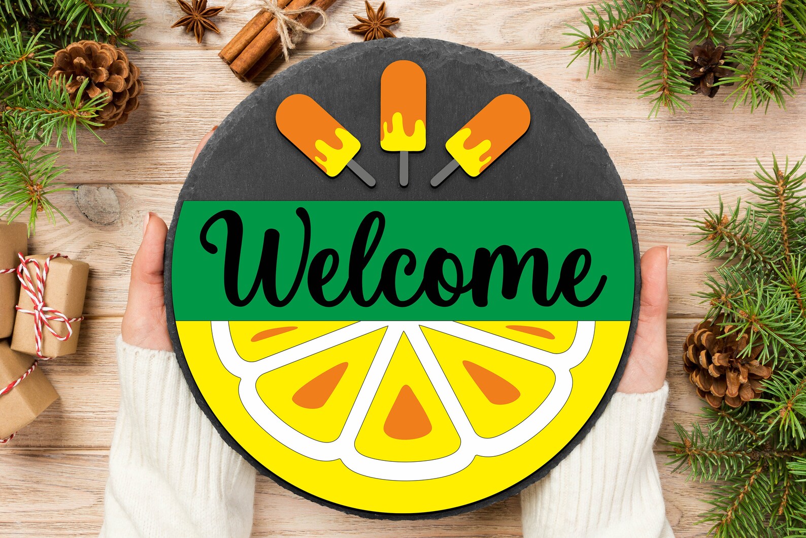 Lemon Welcome Sign Lemon Door Hanger SVG Lemon Welcome Sign | Etsy