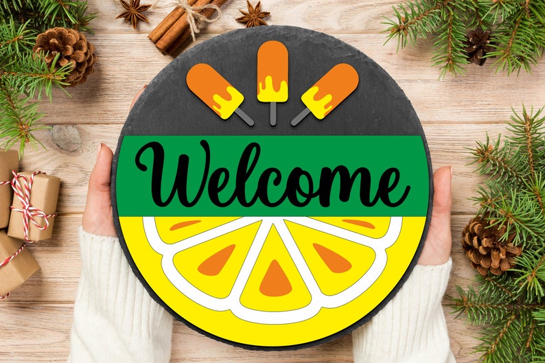 Lemon Welcome Sign Lemon Door Hanger SVG Lemon Welcome Sign | Etsy