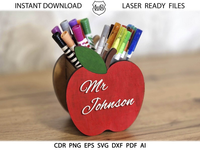 Customizable Apple Pencil Holder SVG: Laser-cut Desk Organizer for ...