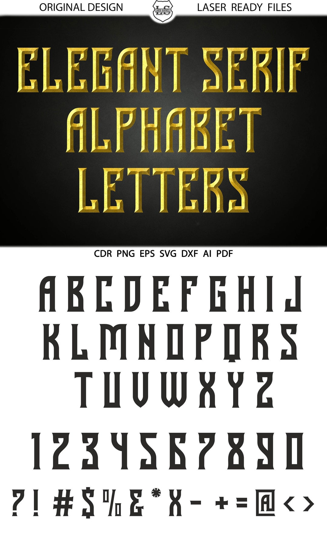 Elegant Serif Alphabet Letters SVG DXF Vector Images Cuttable Vinyl ...