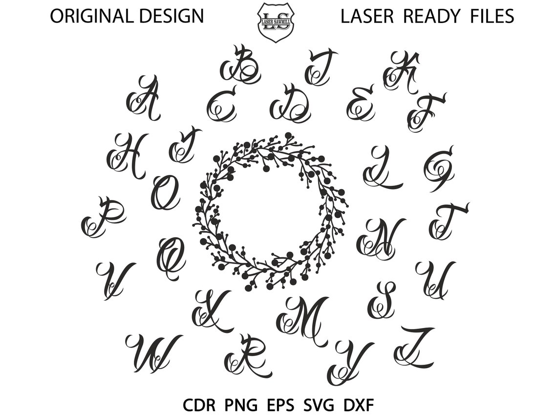 Initial SVG File Instant Download Monogram Letters Font Svg - Etsy