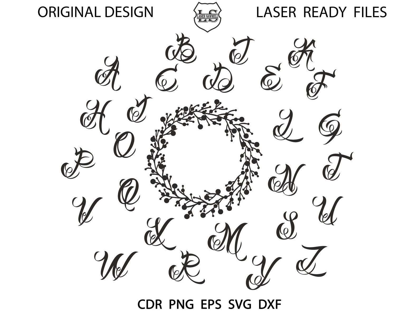 Initial SVG File Instant Download Monogram Letters Font Svg - Etsy