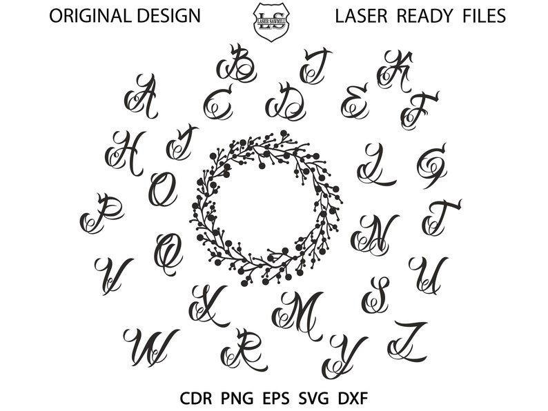 Initial SVG File Instant Download Monogram Letters Font Svg - Etsy