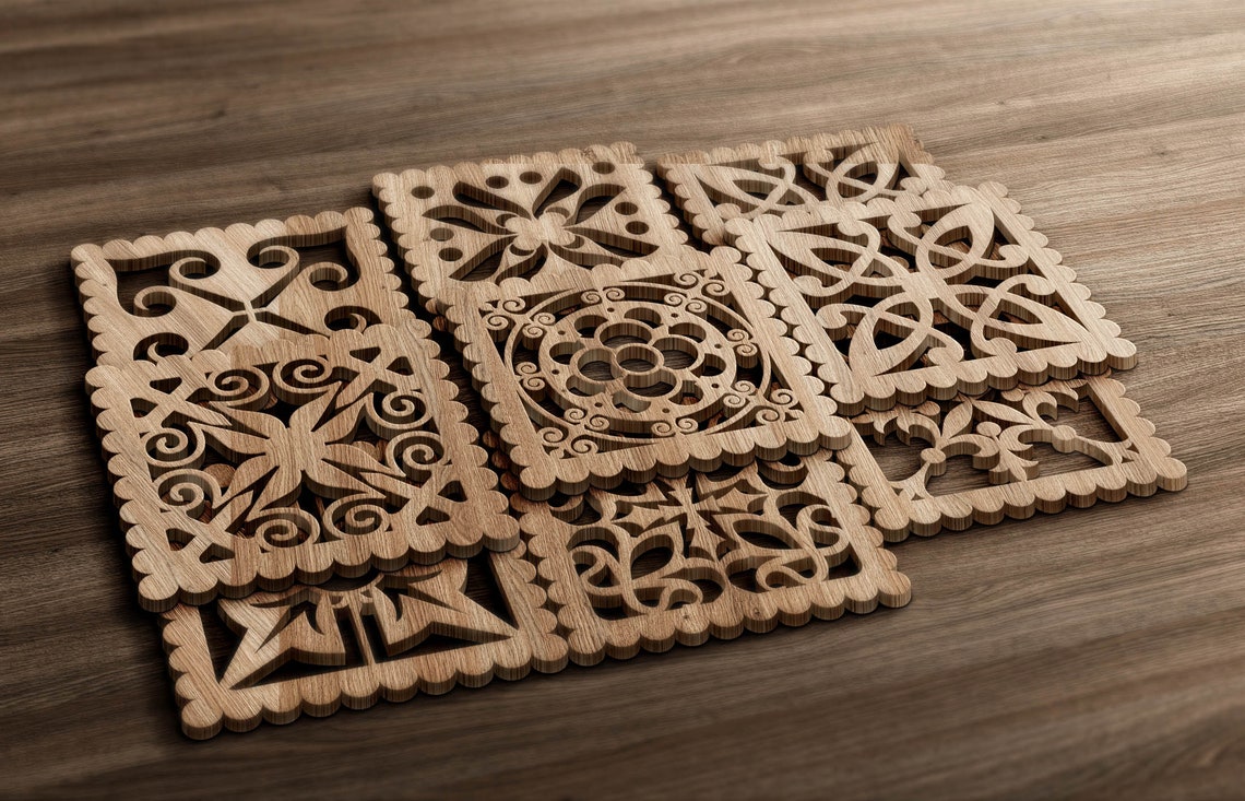 24 Square Coaster Dfx Svg Cdr Eps Coasters for Hot Laser - Etsy