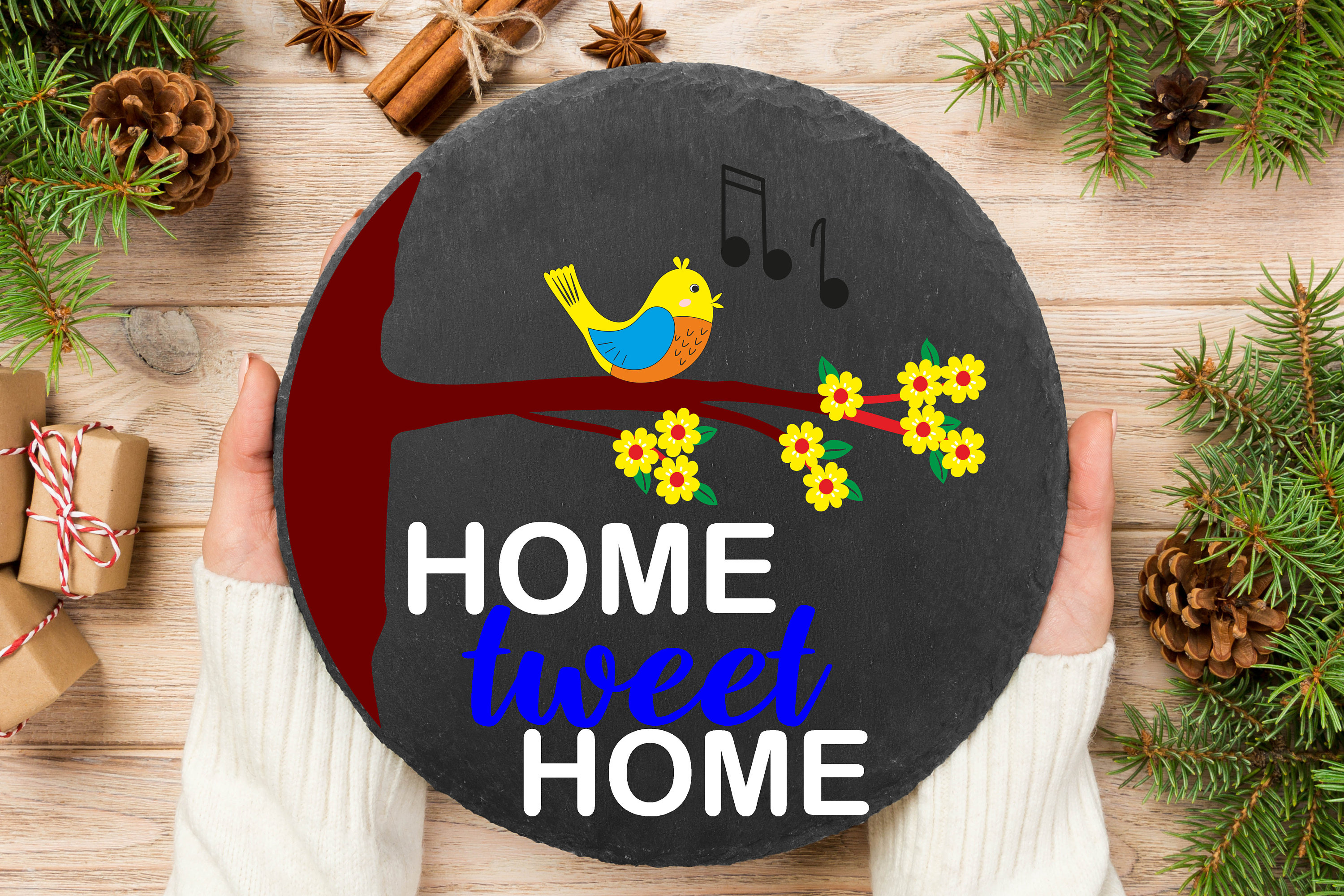Home Tweet Sign SVG Home Door Hanger SVG, Bird Welcome Sign, Bird Round ...