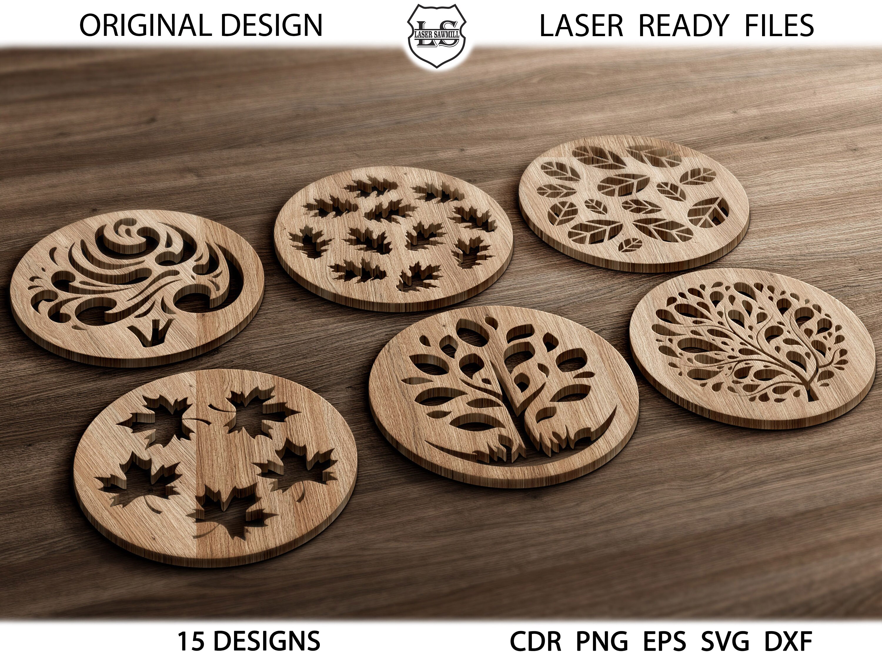 15 Round Coaster Tree Grill Trivet Templates Vector Digital - Etsy