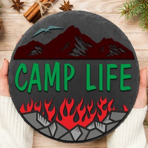 Camp Life Sign SVG, Camp Sign Svg, Modern Camping Circle Sign, Circle ...