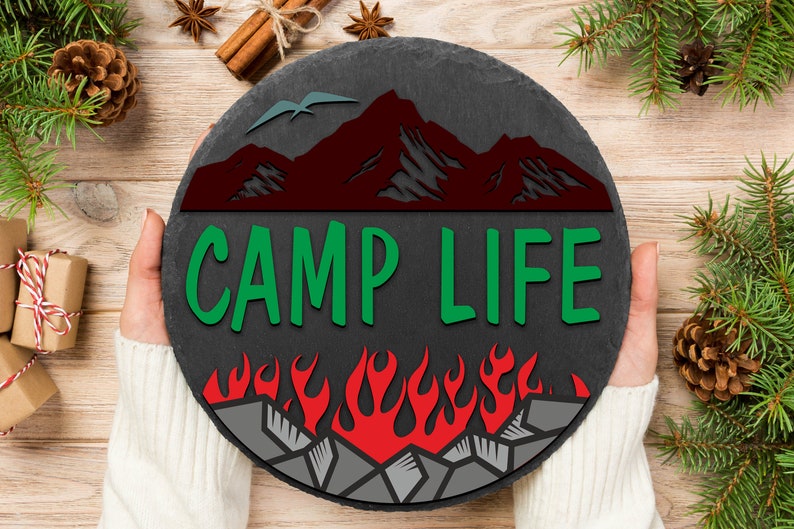 Camp Life Sign SVG, Camp Sign Svg, Modern Camping Circle Sign, Circle ...