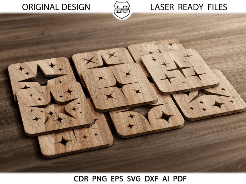 15 Square Coaster Dfx Svg Cdr Eps Coasters for Hot Laser - Etsy