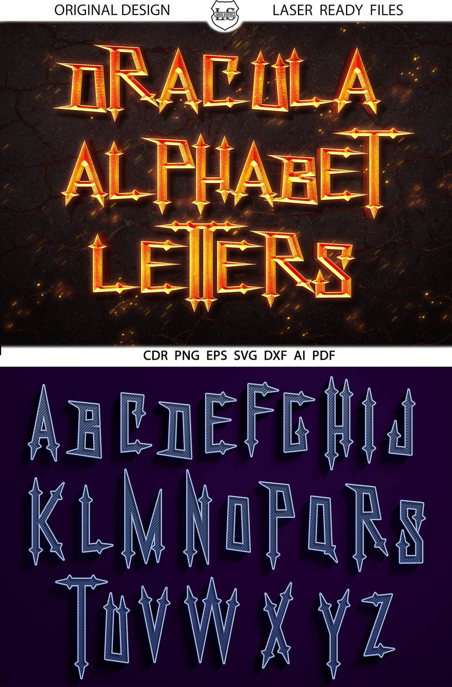 Dracula Alphabet Letters, Instant Download Letters SVG Dracula Style ...