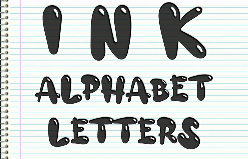 Ink Alphabet Letters, Ink Numbers Ink Letters SVG Hand Drawn Ink Style ...