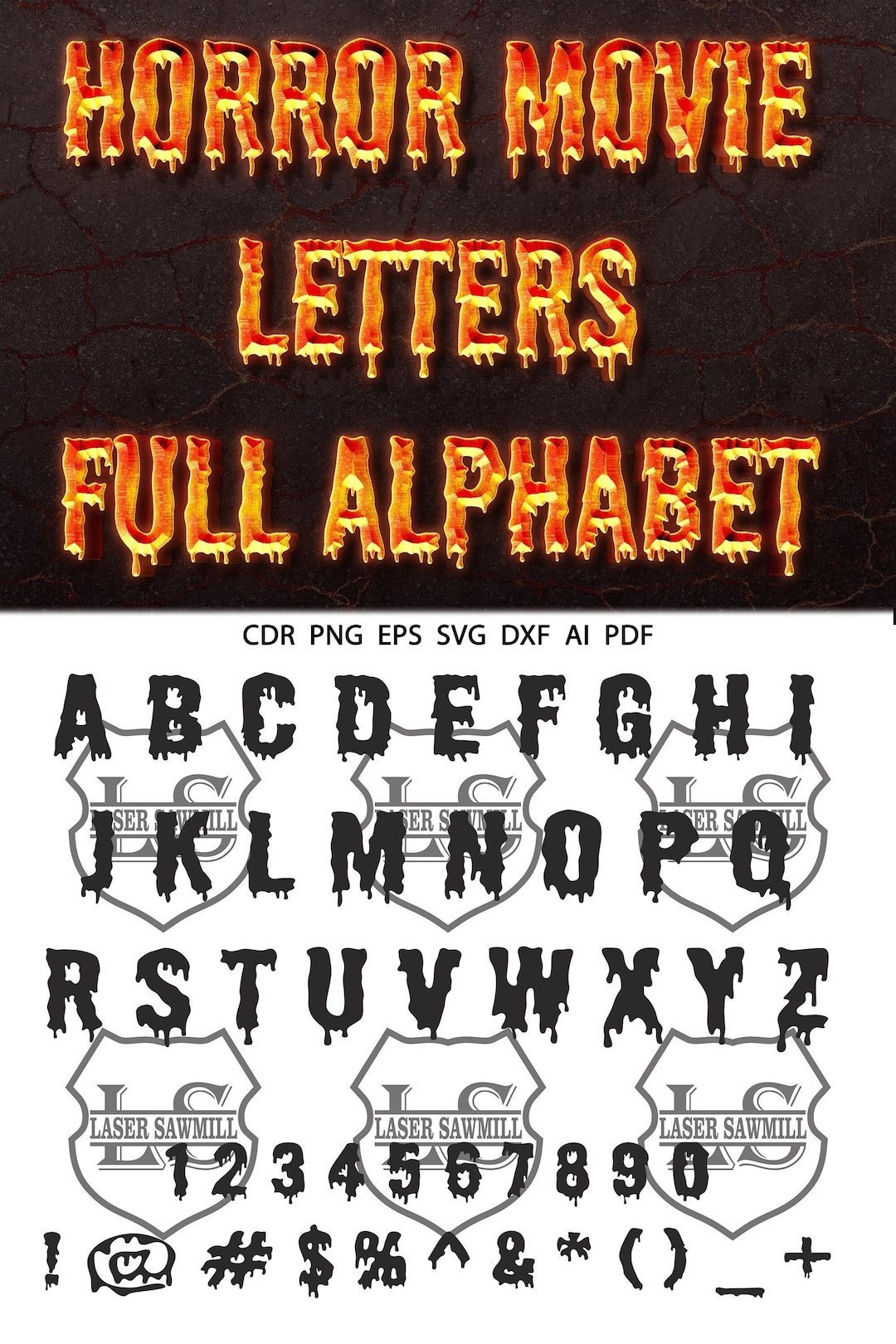 Horror Movie Alphabet Letters | Horror Letters | SVG DXF PDF ...