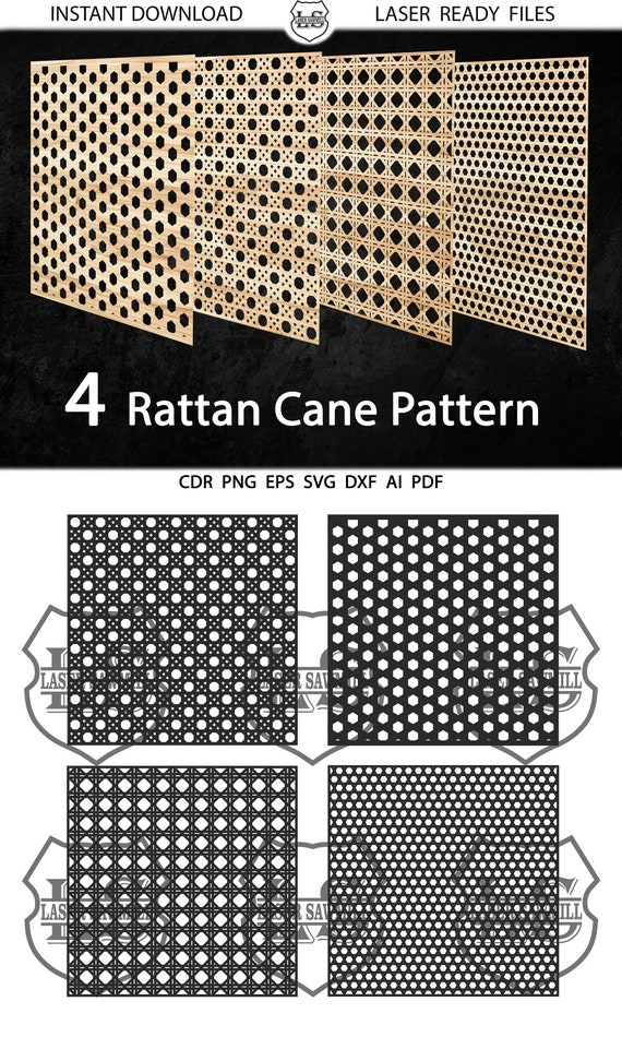 4 Rattan Cane Pattern SVG Rattan Templates DXF Rattan Pattern | Etsy