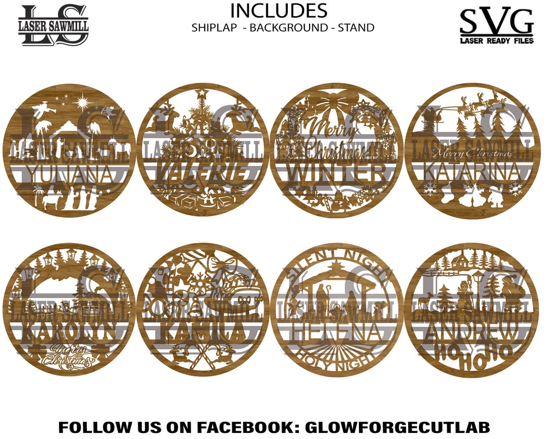 Christmas Monogram,glowforge Cut File, Personalized Monogram Circle ...