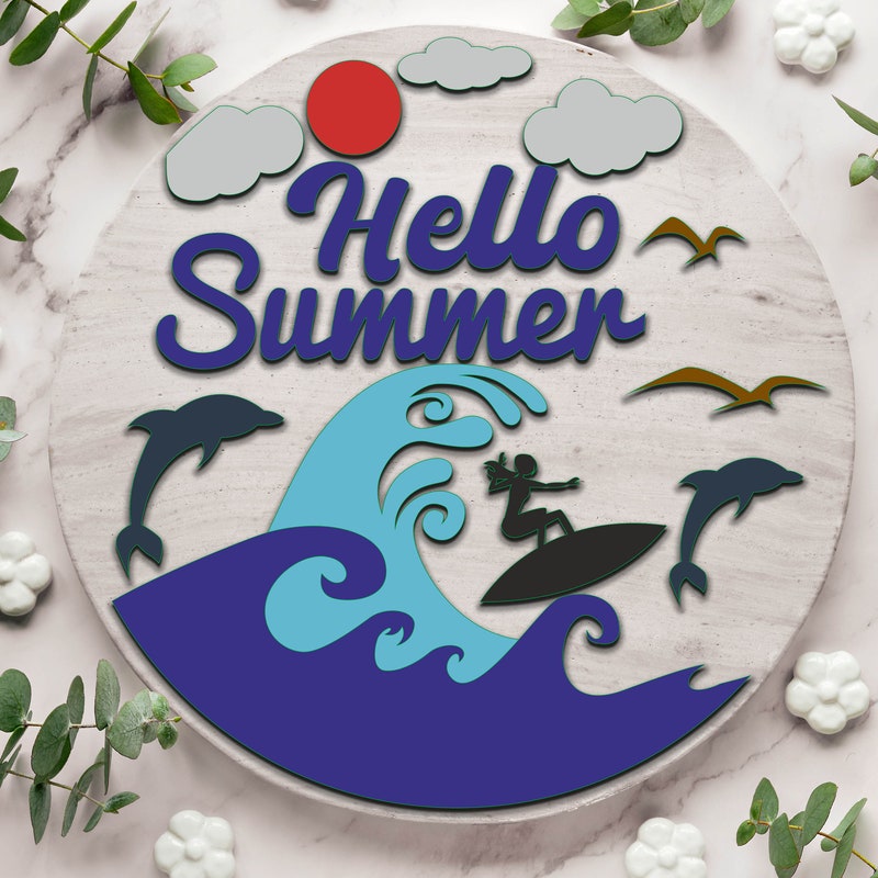 Round Wood Summer Sign - Etsy