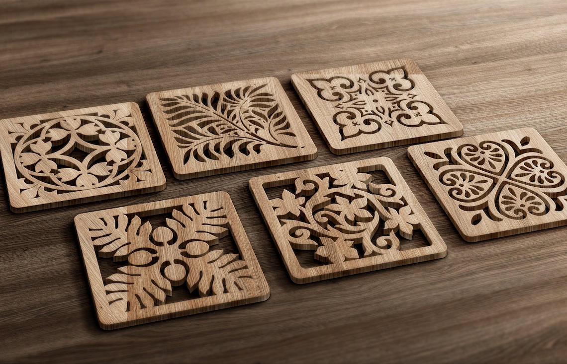 20 Square Coaster Dfx Svg Cdr Eps Coasters for Hot Laser - Etsy Australia