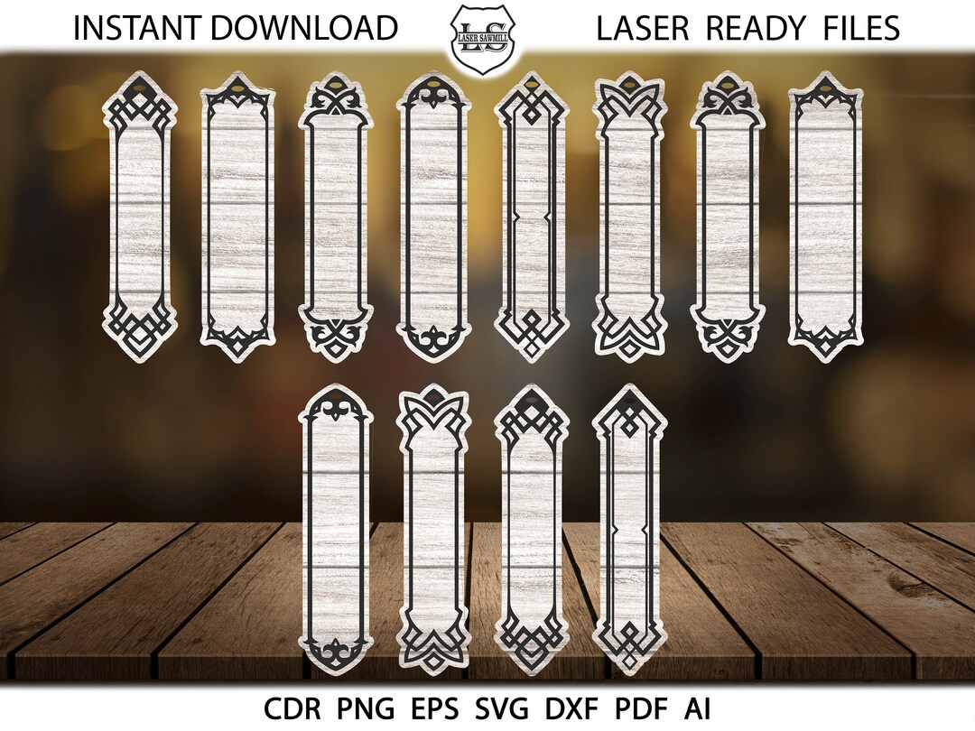 Vintage Bookmarks SVG, Set of 12 Bookmark SVG, Bookmark Laser File ...