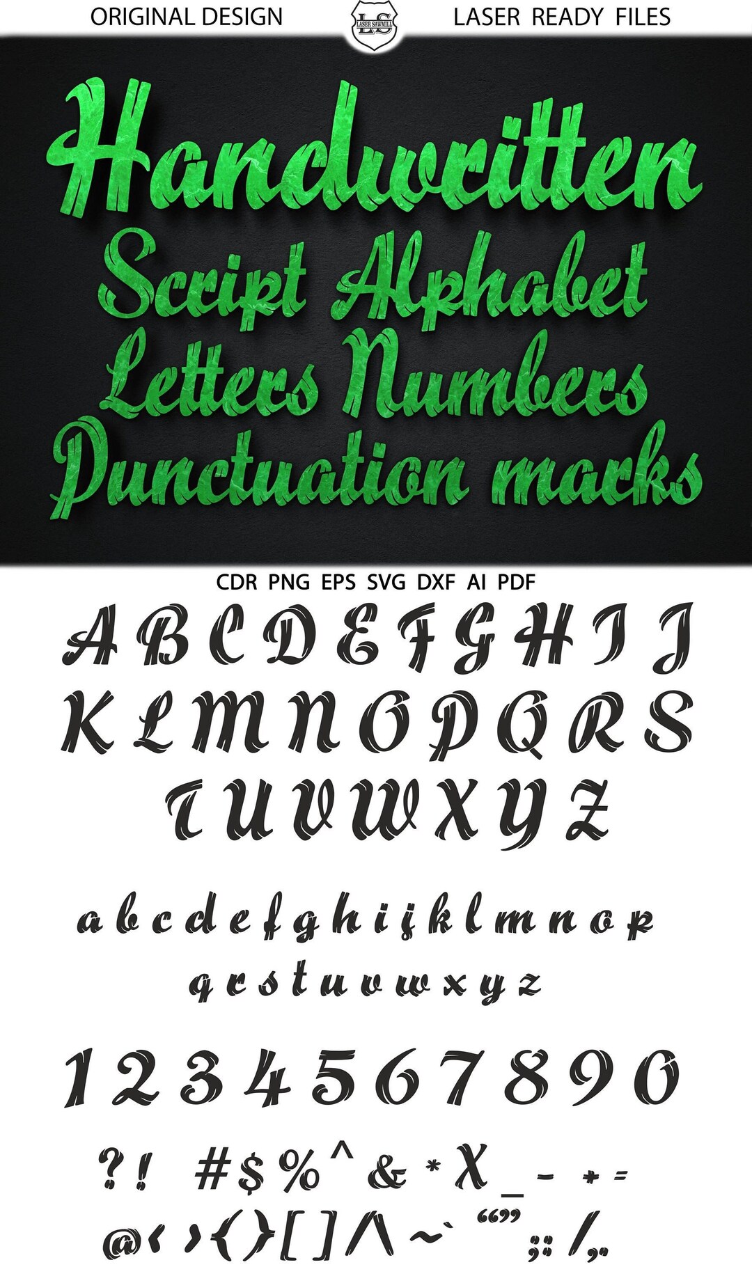 Handwritten Elegant Alphabet Script SVG DXF Vector Images Monogram ...