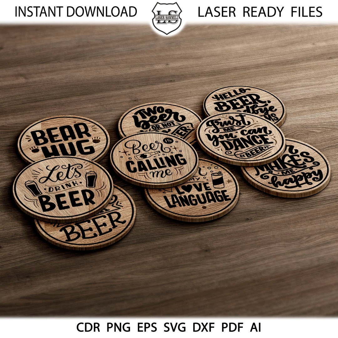 20 Beer Coasters, Beer Round Coaster Grill Trivet Templates Beer Quote ...