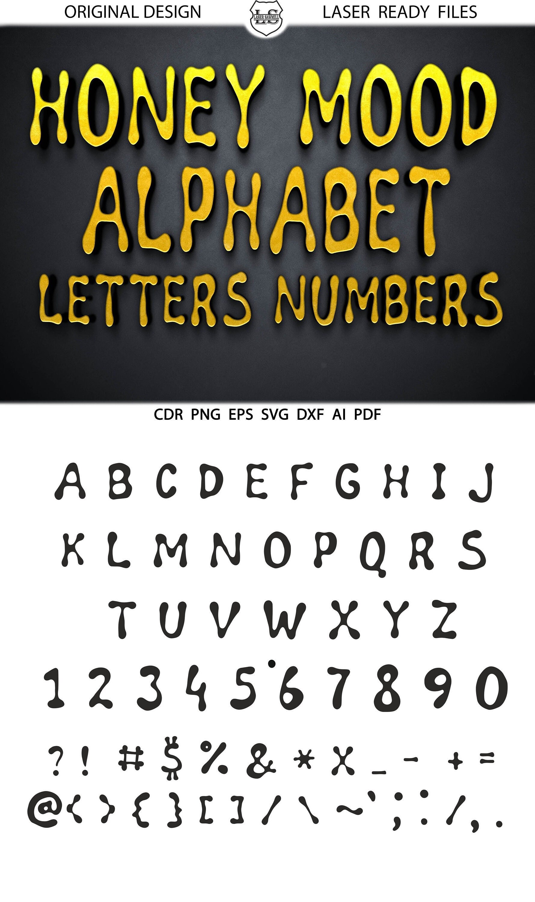 Honey Mood Alphabet Letters SVG Honey Letters DXF Vector - Etsy