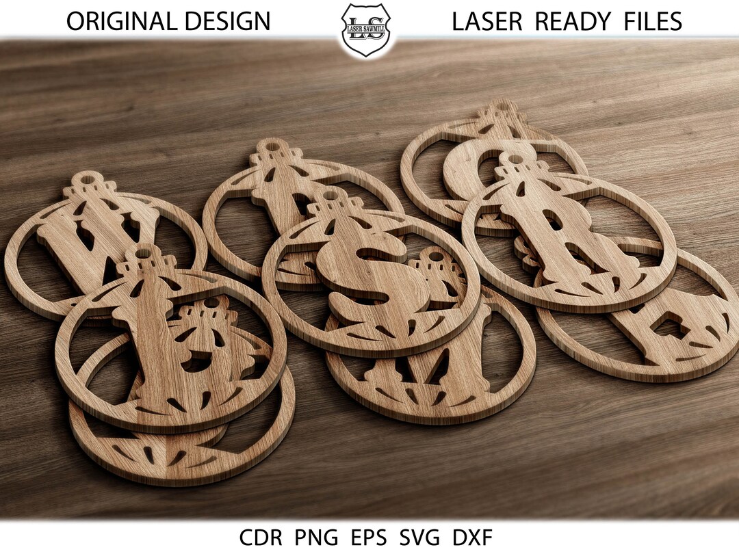 Christmas Balls Tree Decorations Alphabet Letters Hanging Bauble Paper ...