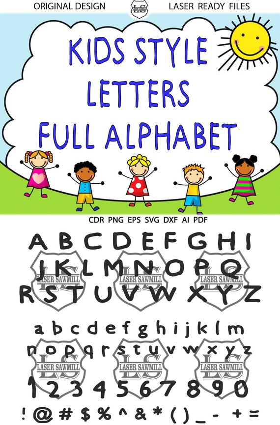 Kids Alphabet Svg Children Alphabet Cuttable File Silhouette - Etsy UK