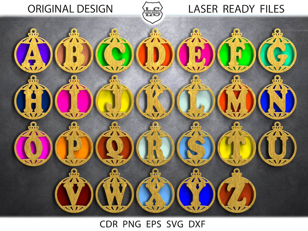 Full Christmas Balls Alphabet Svg, Christmas Decorations Cut Files ...