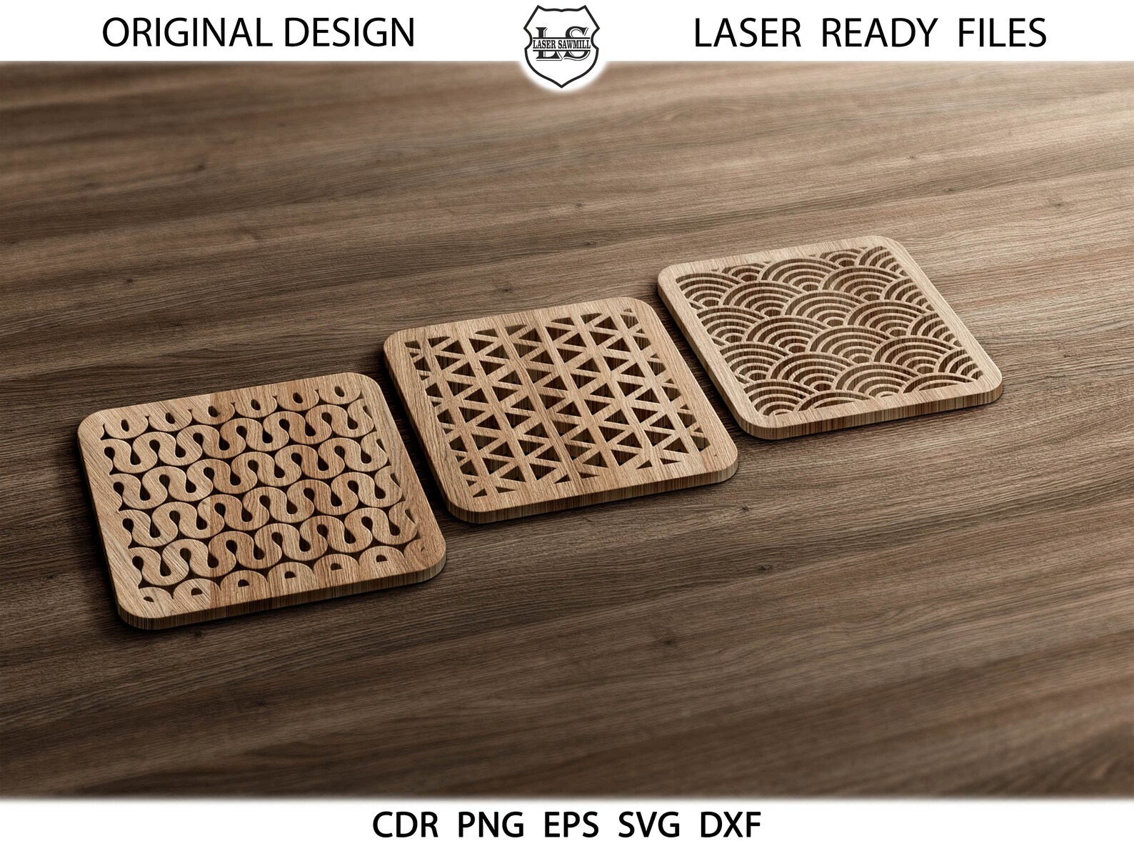 12 Square Coaster Dfx Svg Cdr Eps Coasters for Hot Laser | Etsy