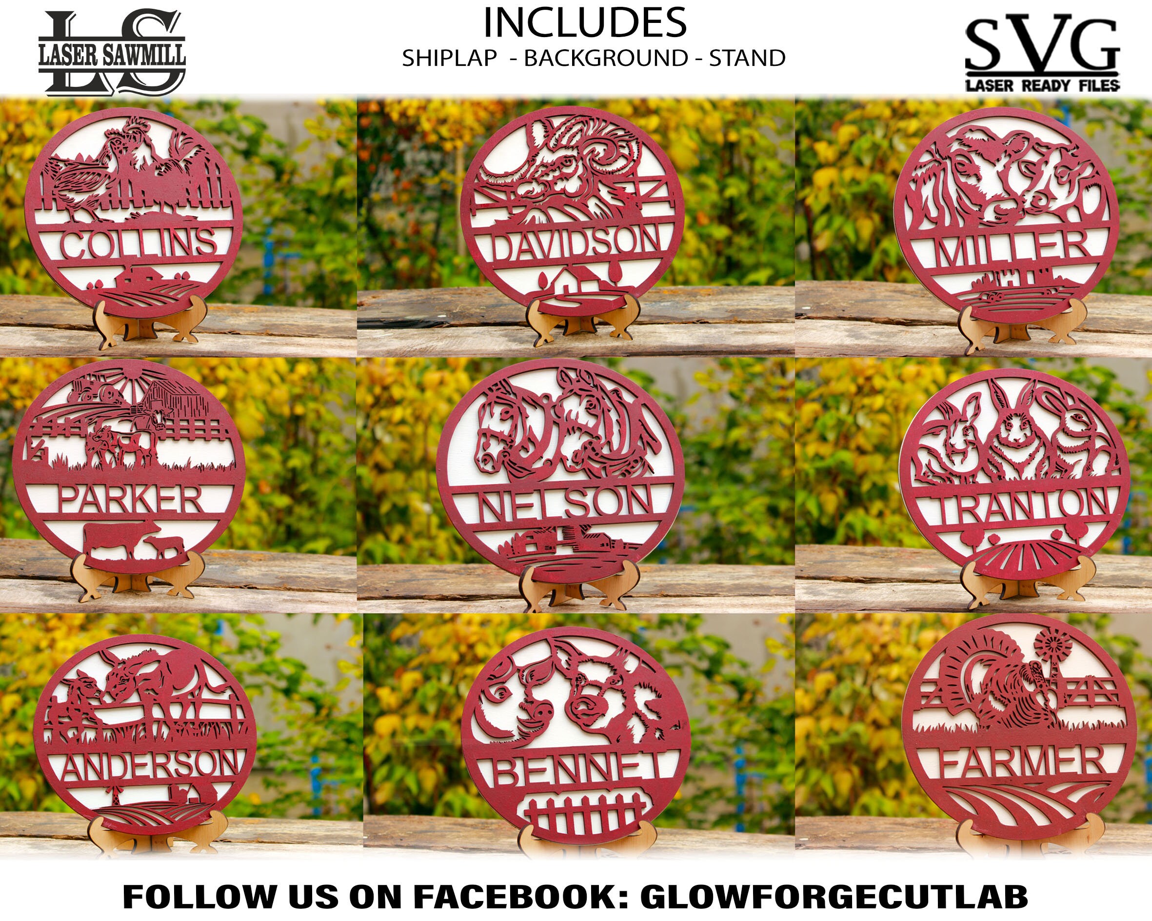 Farm animals life scene Cut Files svgf files for glowforge | Etsy