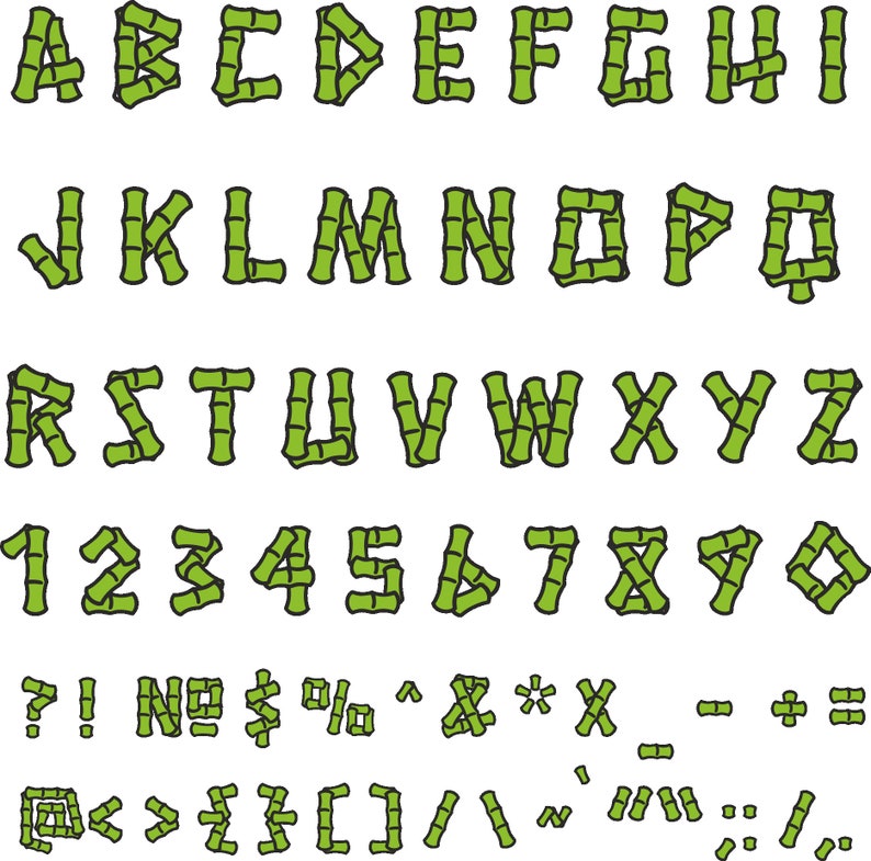 Bamboo Alphabet Vector Bamboo Letters SVG - Instant Download DXF Eps ...