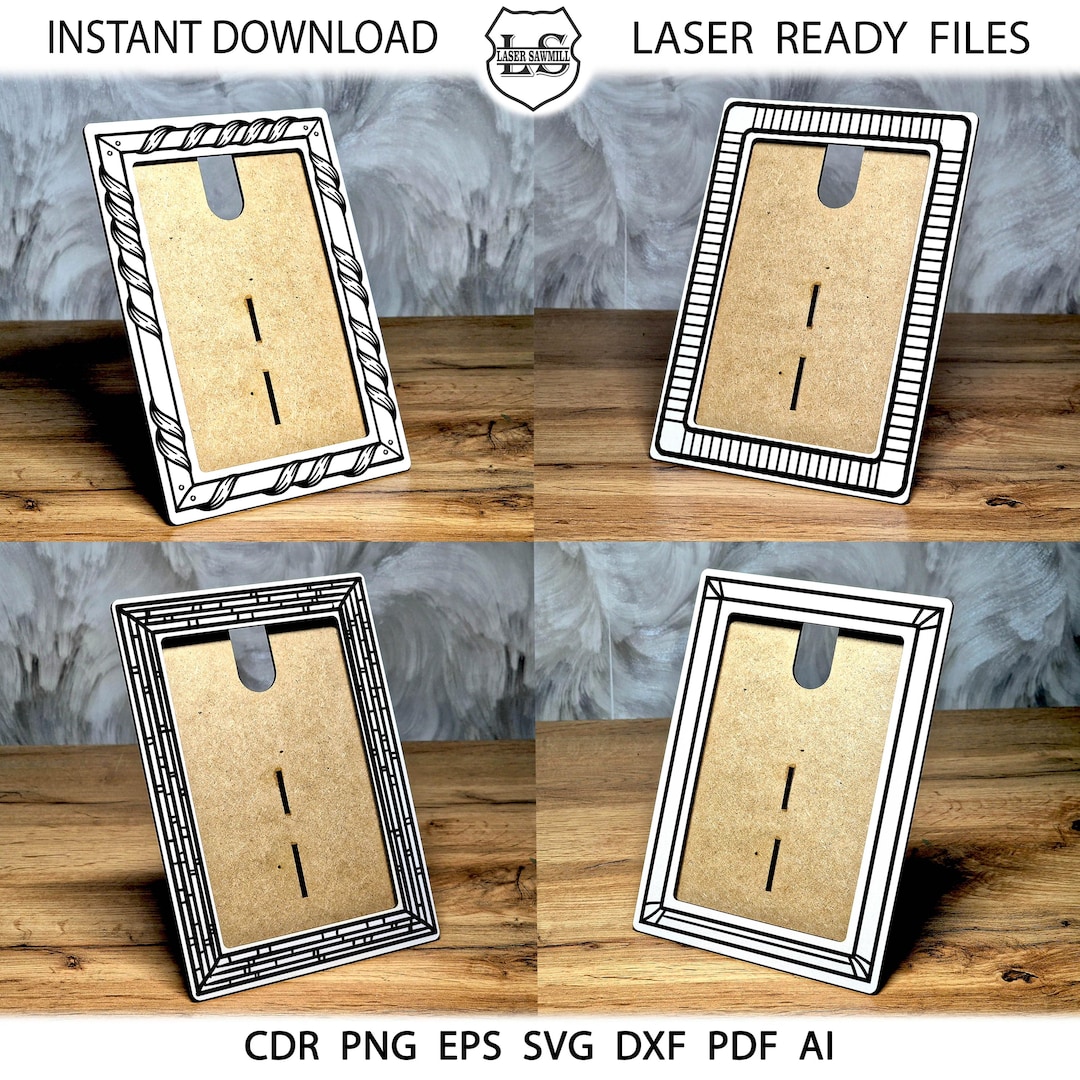 Elegant Laser Cut 4x6 Photo Frame Set - SVG Files for DIY Home Decor ...