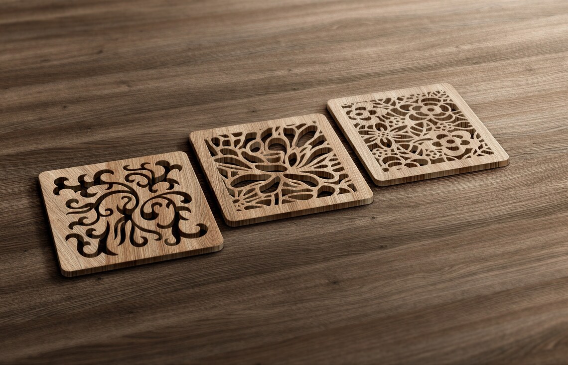 16 Square Coaster Dfx Svg Cdr Eps Coasters for Hot Laser - Etsy