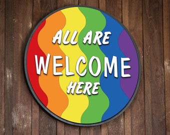 Pride Welcome Sign Round Wood Sign SVG, Laser Cut Round, Glowforge SVG ...
