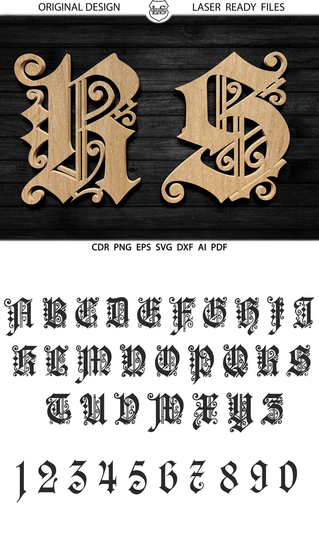 Old English Monogram Alphabet Letters SVG Gregorian Alphabet DXF ...